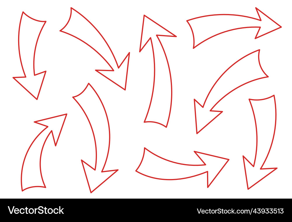 Arrows red contour line contour line Royalty Free Vector