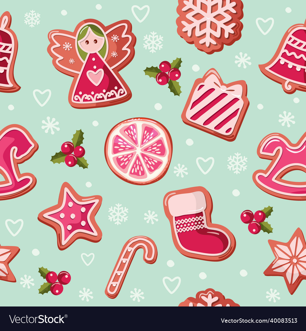 Christmas seamless background gingerbread cookies Vector Image
