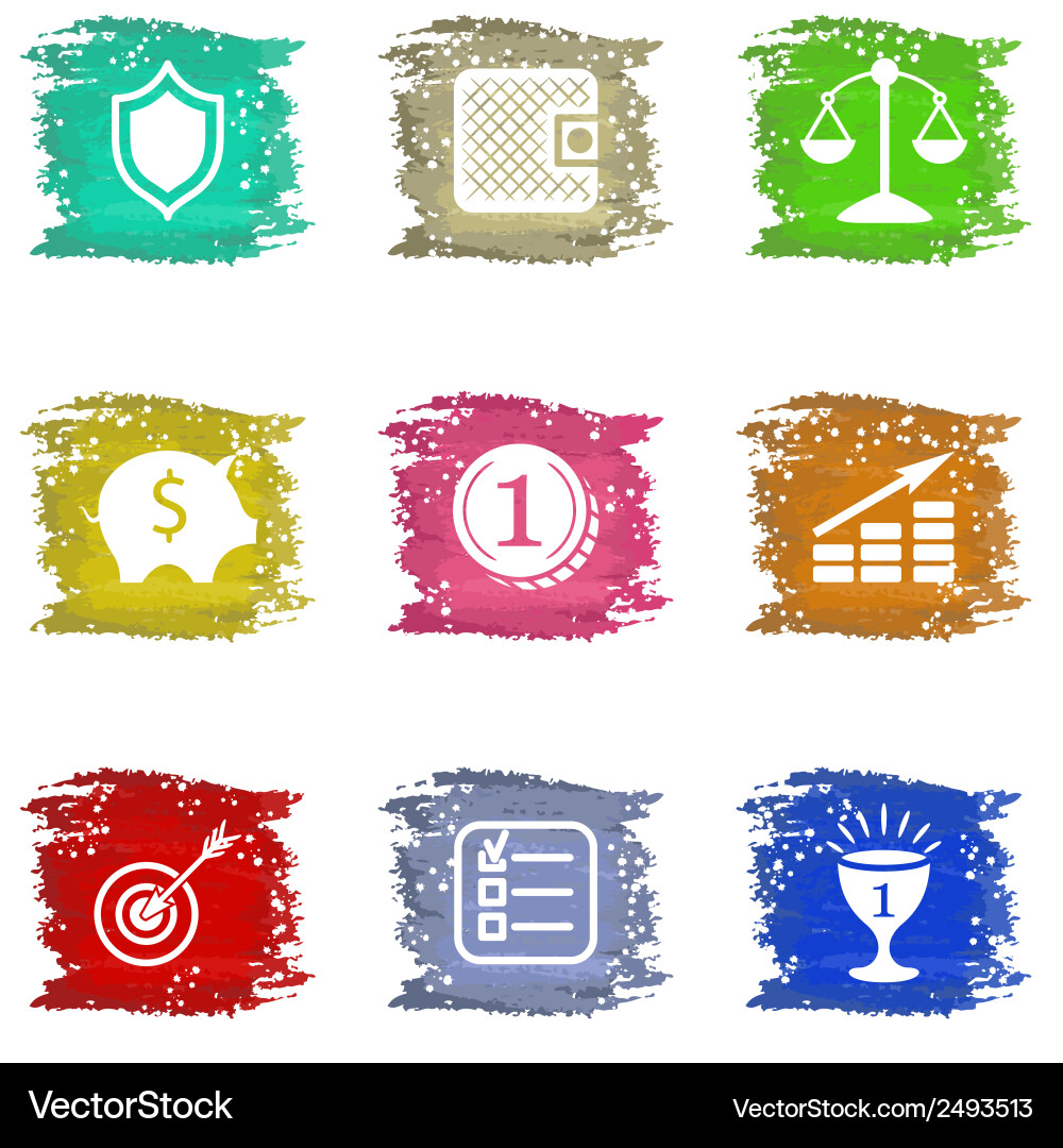 Colorful grungy icons set Royalty Free Vector Image