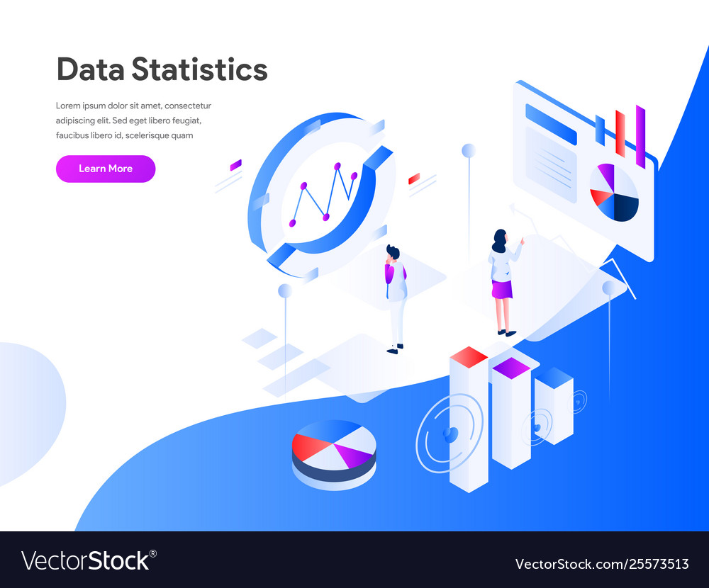 Data statistics isometric concept modern flat Vector Image