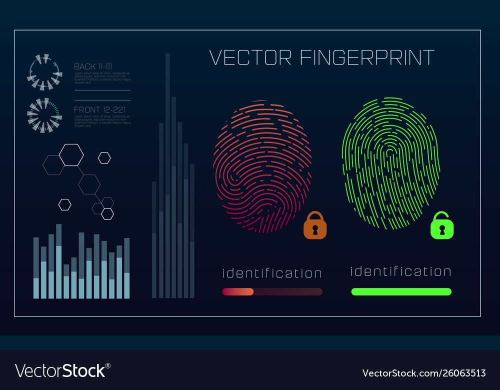 Fingerprint scanning identification system Vector Image