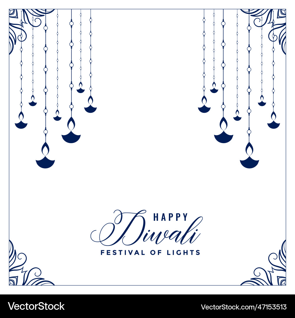 Flat style happy diwali poster design with Vector Image