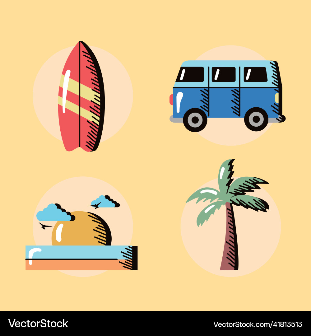 Four surf sport icons Royalty Free Vector Image