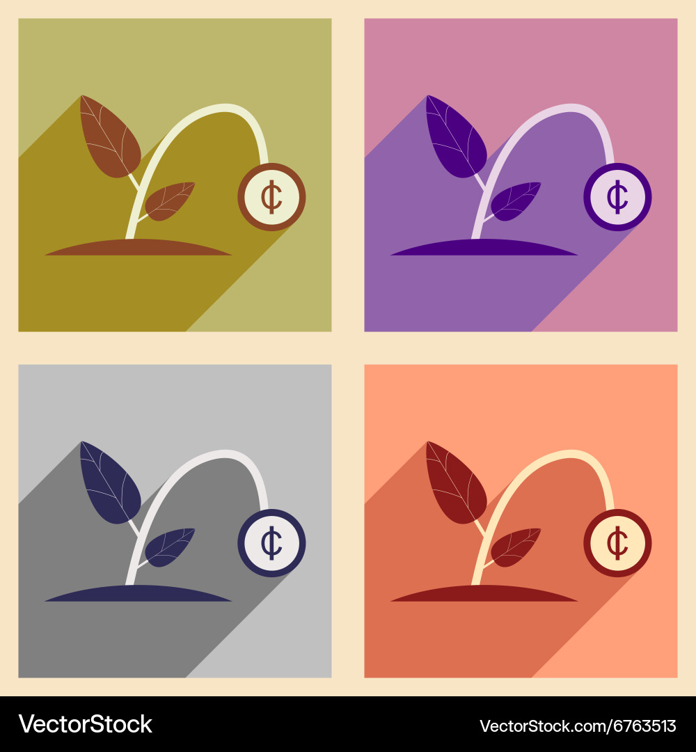 Modern collection flat icons with shadow money Vector Image