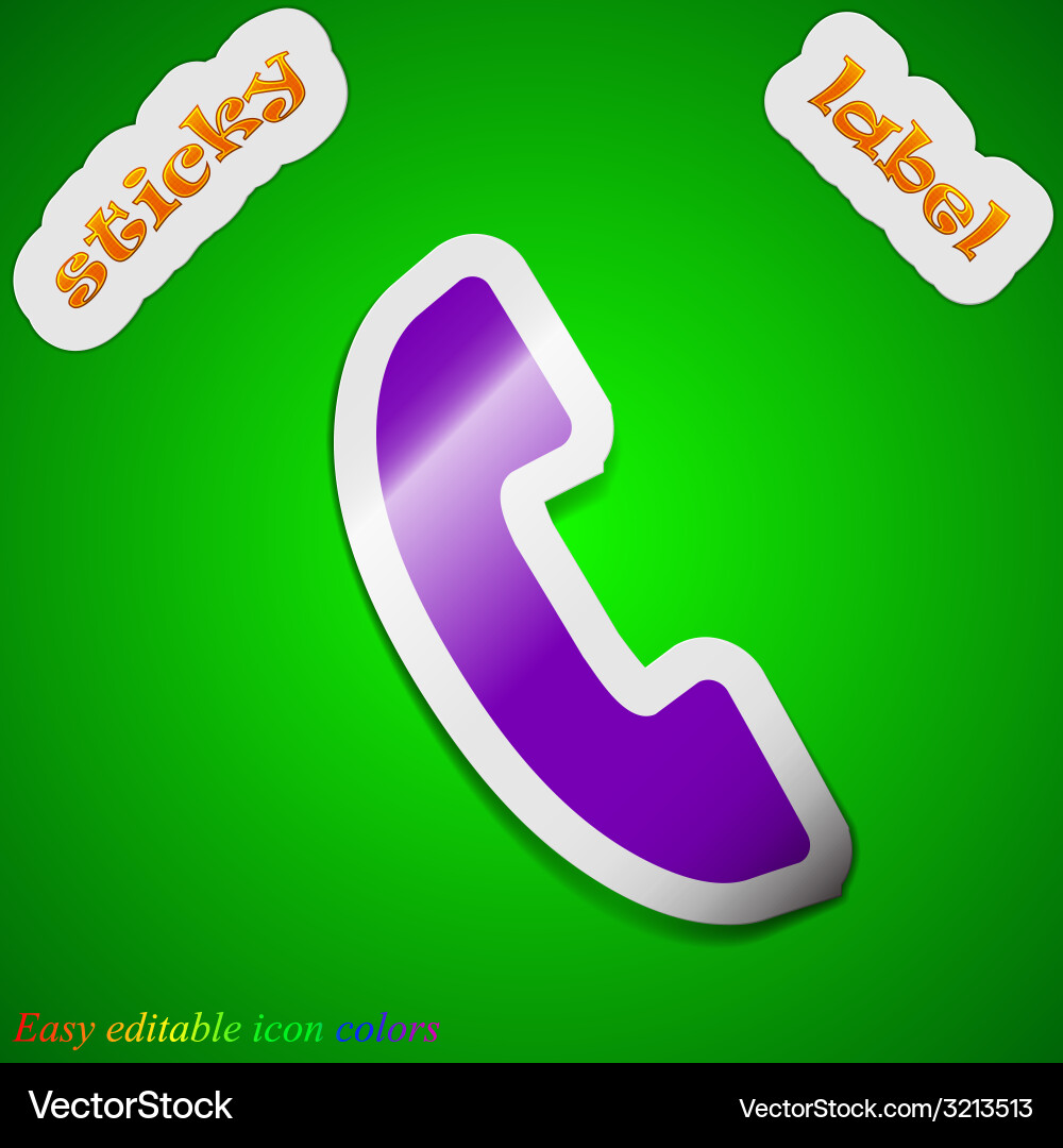 Phone icon sign symbol chic colored sticky label Vector Image
