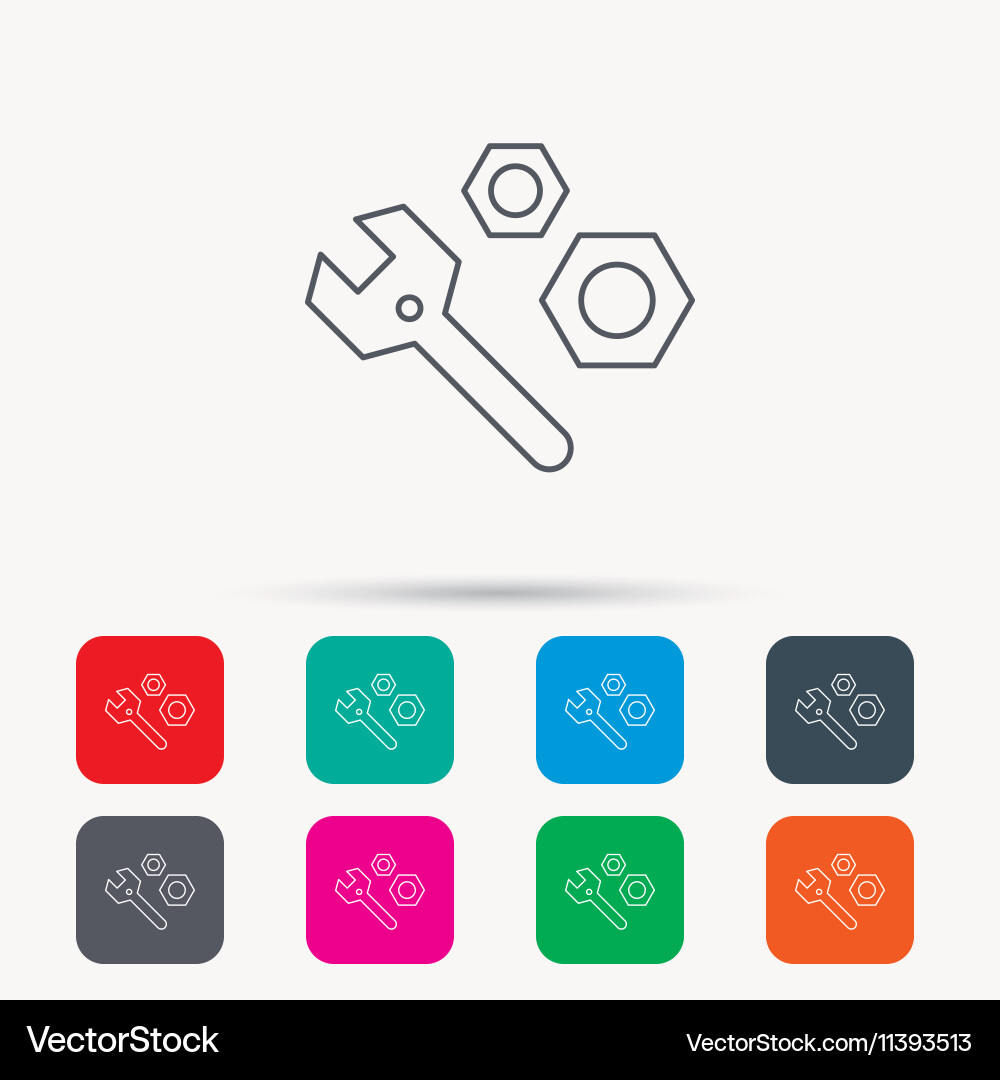 Repair icon spanner tool with screw-nut sign Vector Image