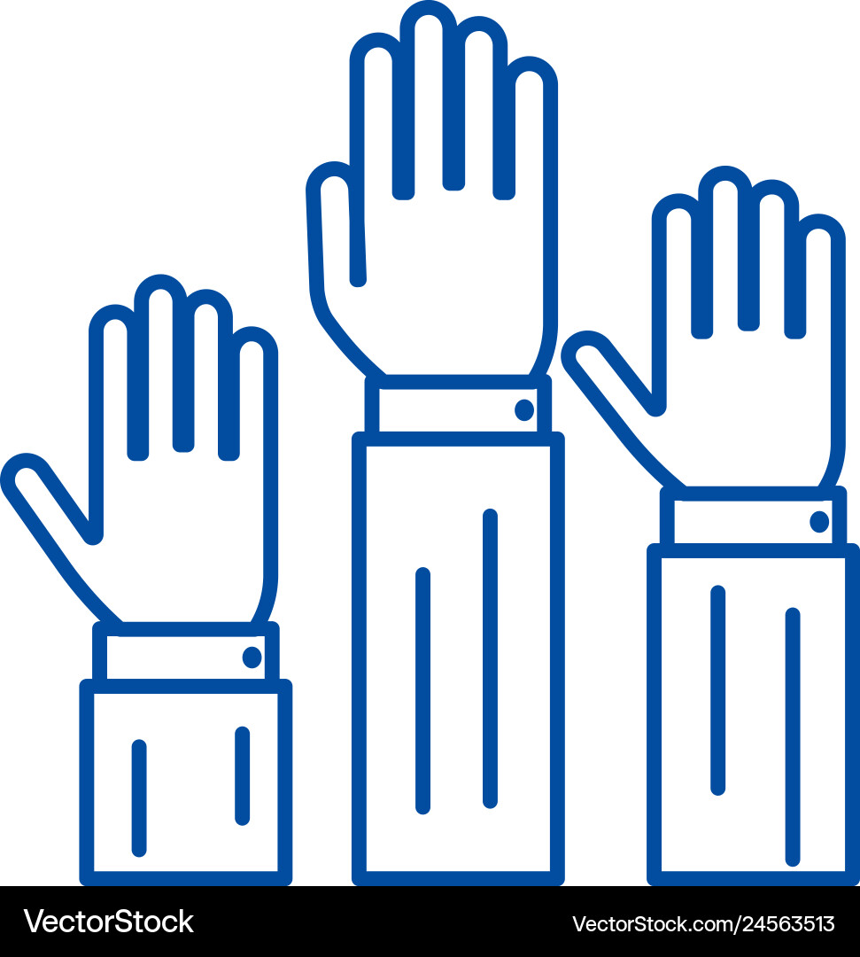 Rightsthree hands up line icon concept rights Vector Image