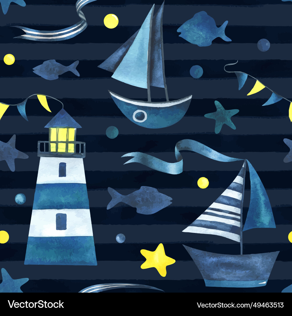 Sailing blue boats with a ribbon floating Vector Image