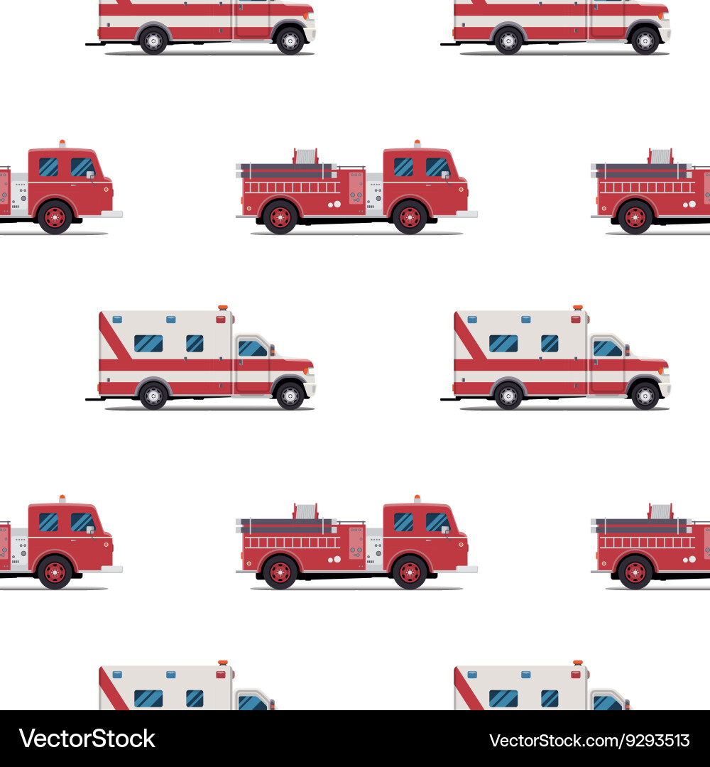 Seamless pattern of the fire engine and ambulance Vector Image