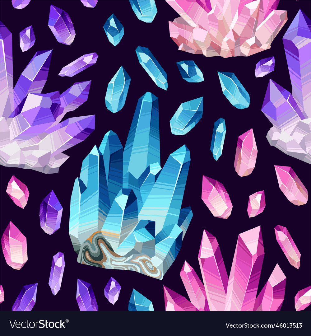 Seamless pattern with colorful crystal gems Vector Image