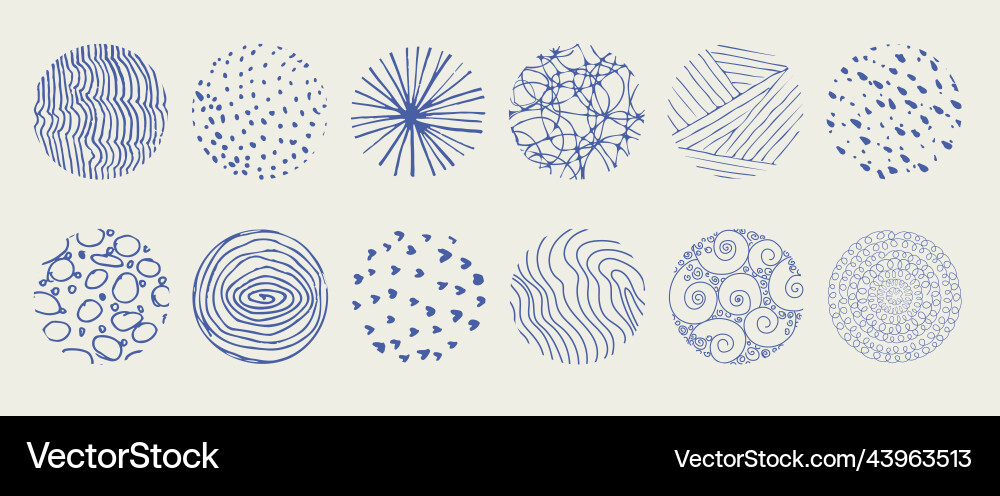 Set of round abstract backgrounds hand-drawn Vector Image