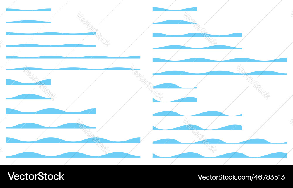 Set of seamless waves isolated on white Royalty Free Vector