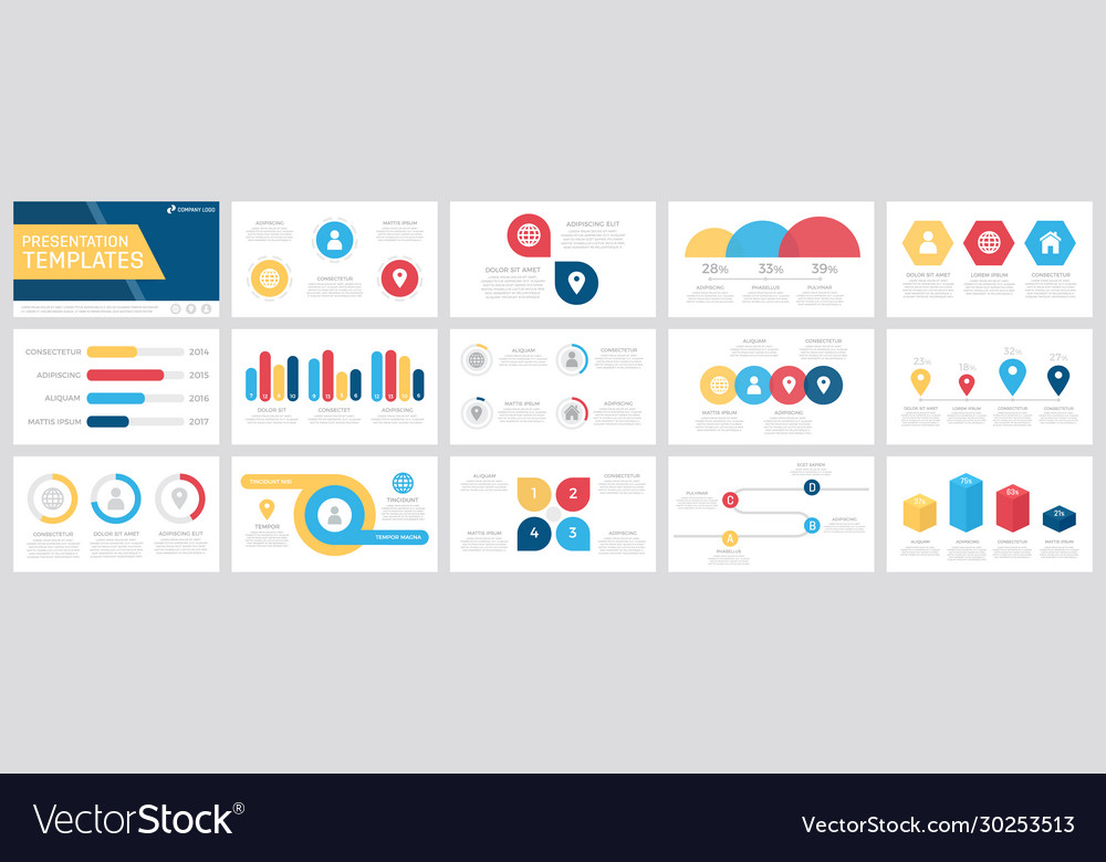 Set yellow blue and red elements Royalty Free Vector Image