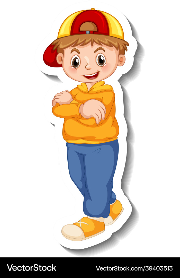 Sticker template with a boy cartoon character Vector Image
