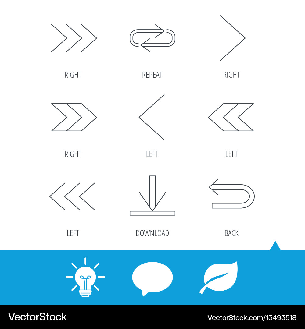 Arrows icons download repeat linear signs Vector Image