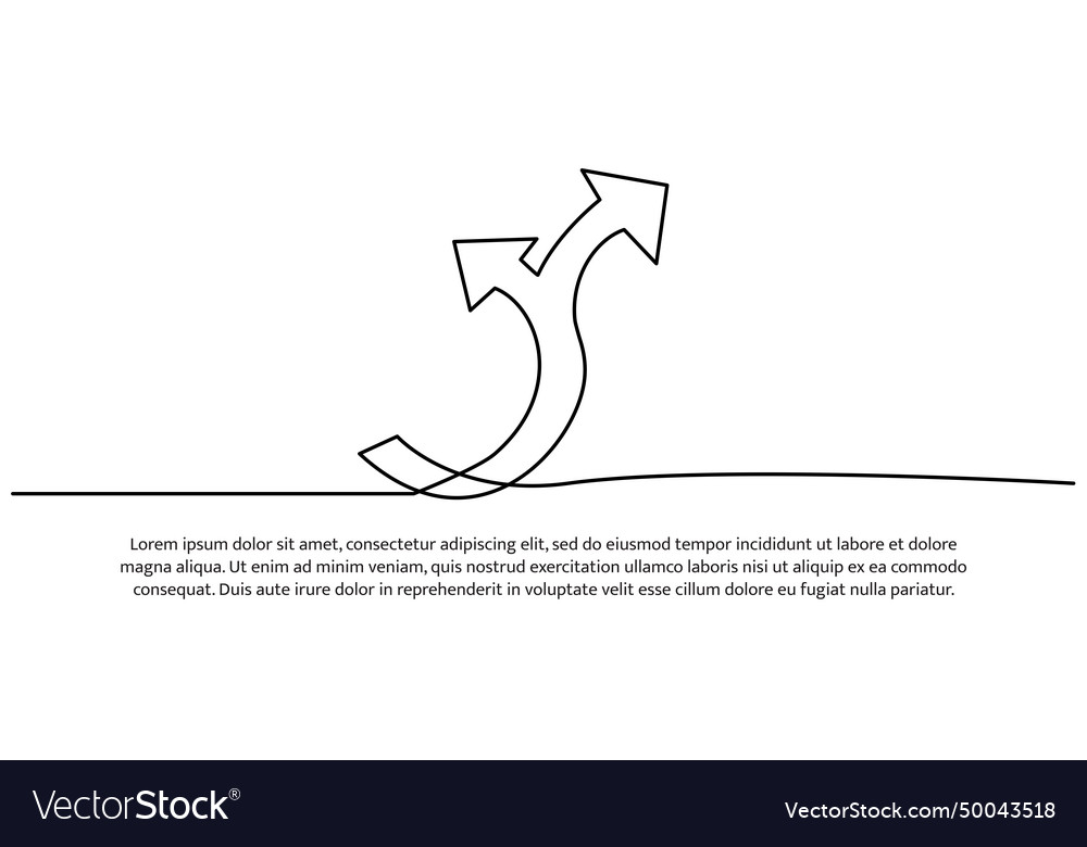 Continuous line design of two arrows pointing up Vector Image