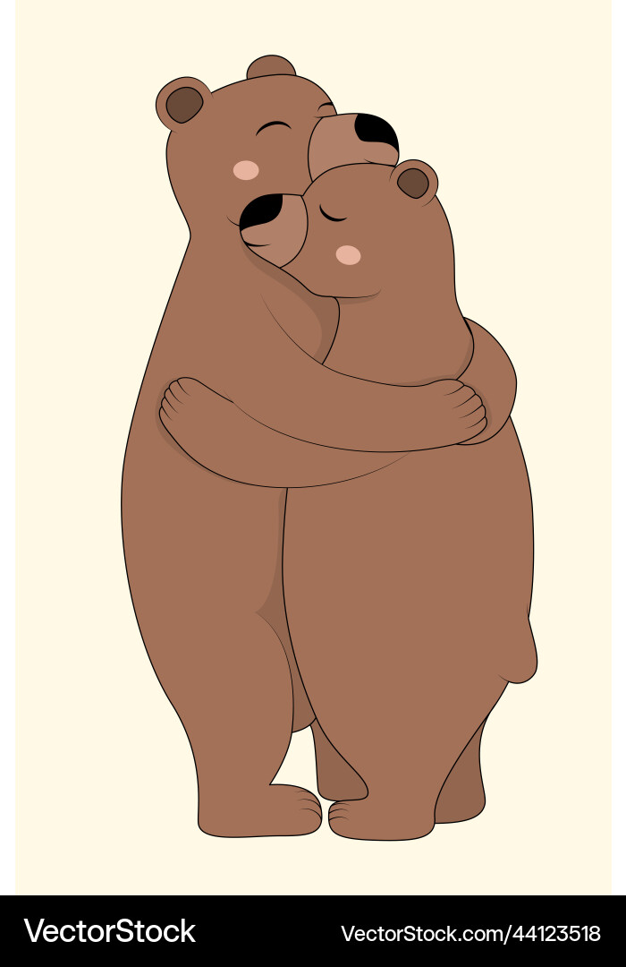 Cute cartoon hugging brown bears Royalty Free Vector Image