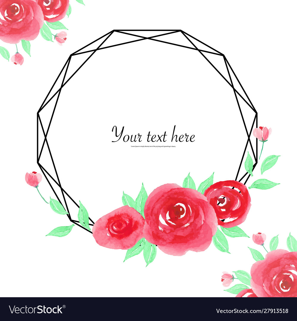Geometric frame with flower watercolor Royalty Free Vector