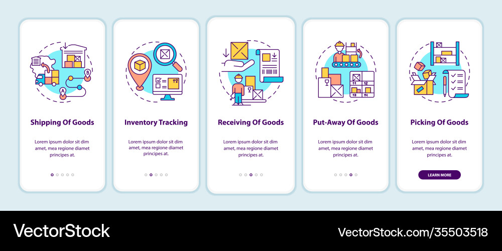 Goods shipping receiving onboarding mobile app Vector Image