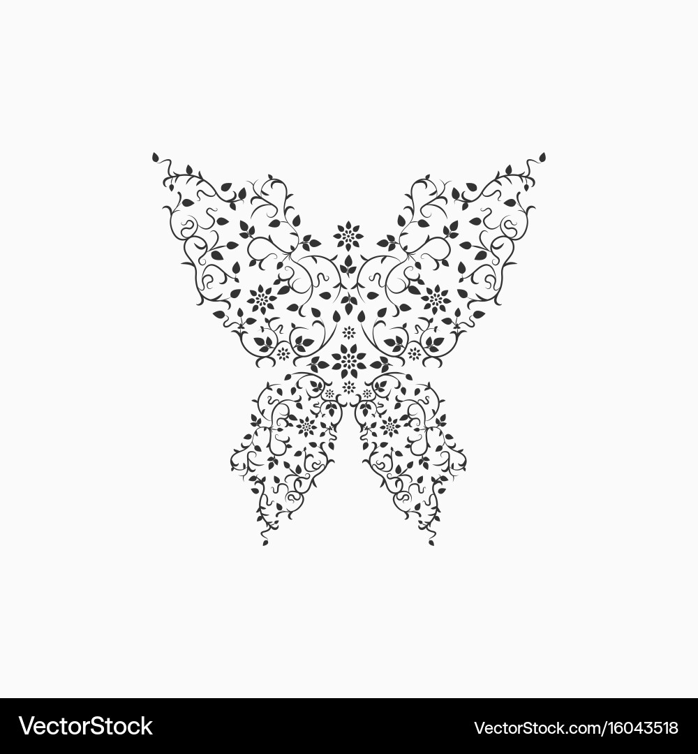 Gray ornate butterfly sign Royalty Free Vector Image