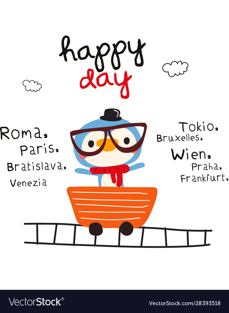 Happy day doodle cartoon Royalty Free Vector Image