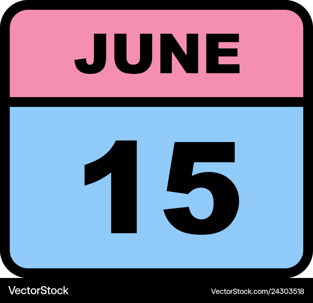 June 15th date on a single day calendar Royalty Free Vector