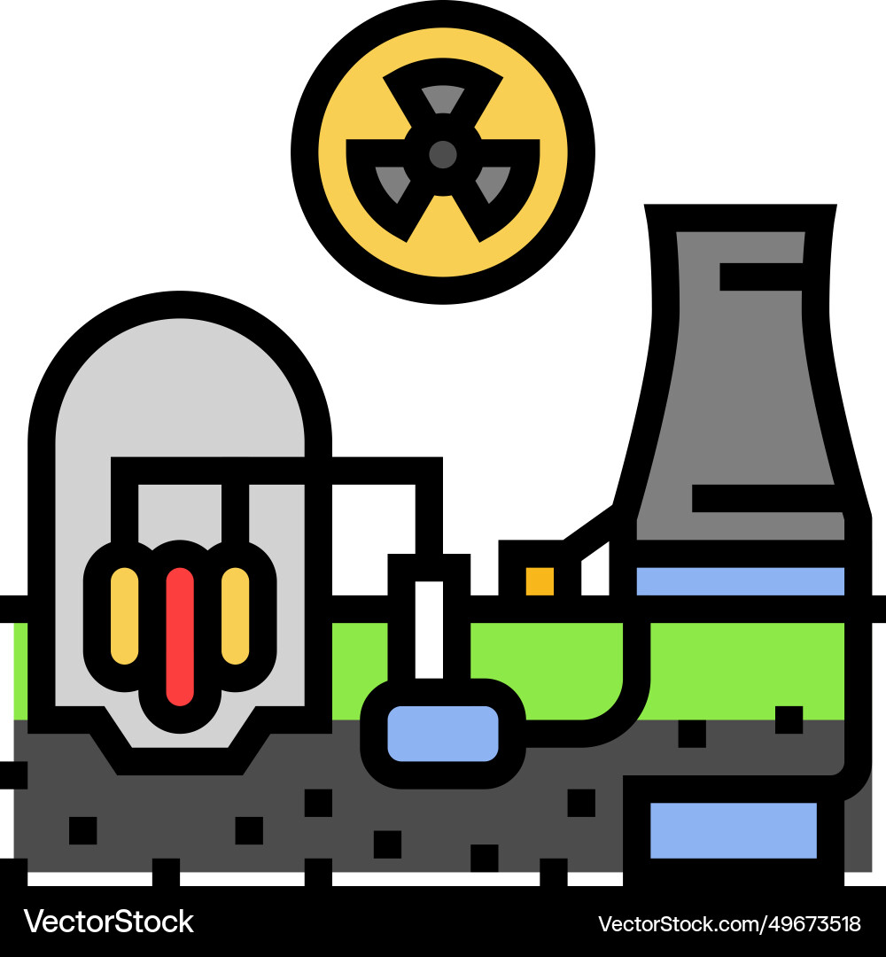 Power generation nuclear energy color icon Vector Image
