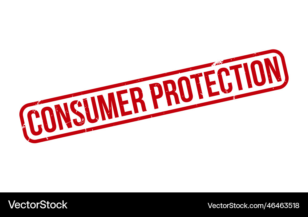 Red consumer protection rubber stamp seal Vector Image