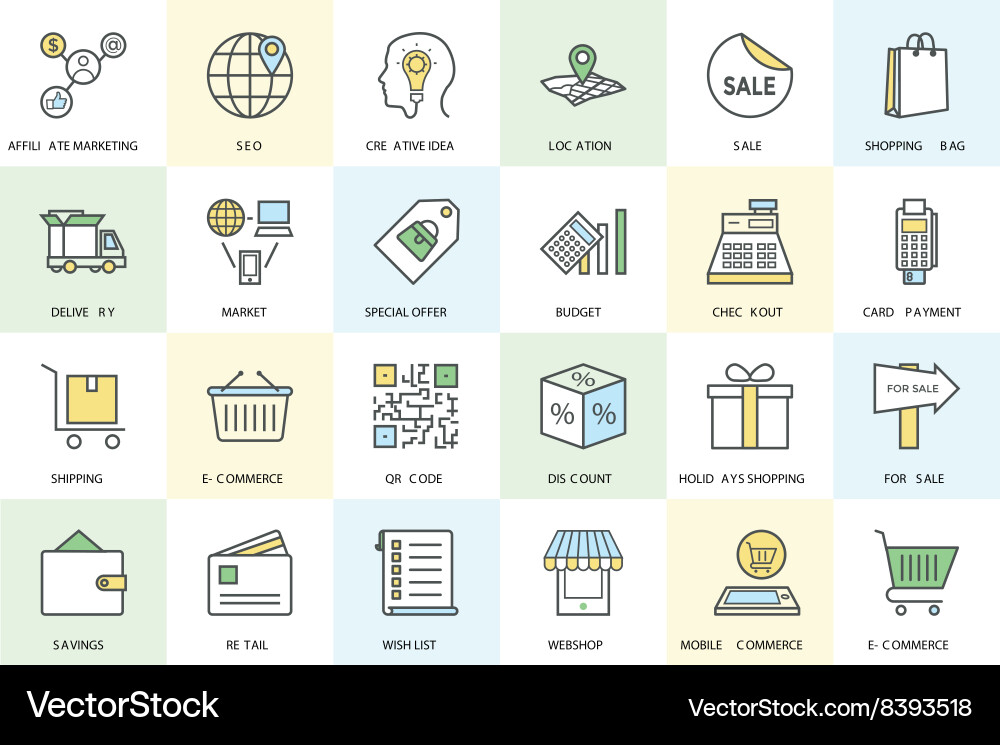 Shopping and Commerce Icons 1 Royalty Free Vector Image