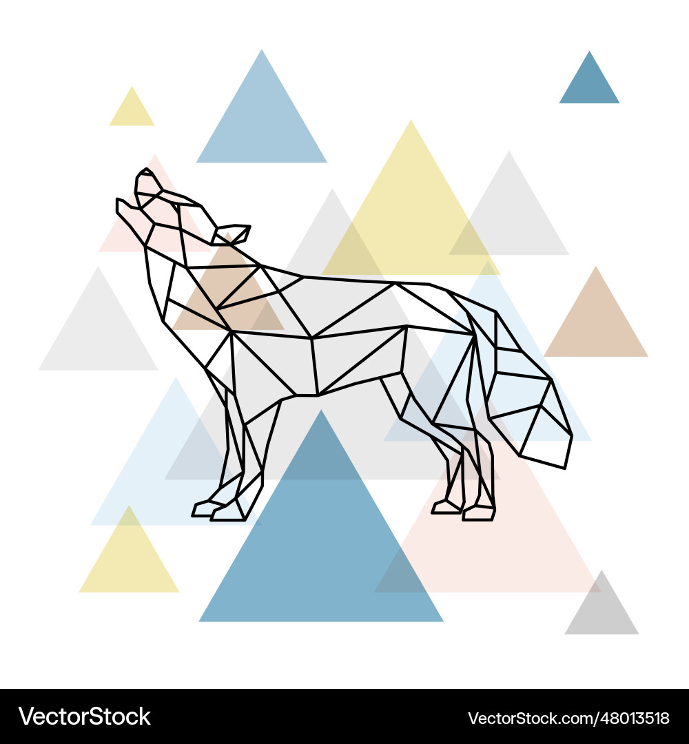 Silhouette of a geometric wolf side view Vector Image