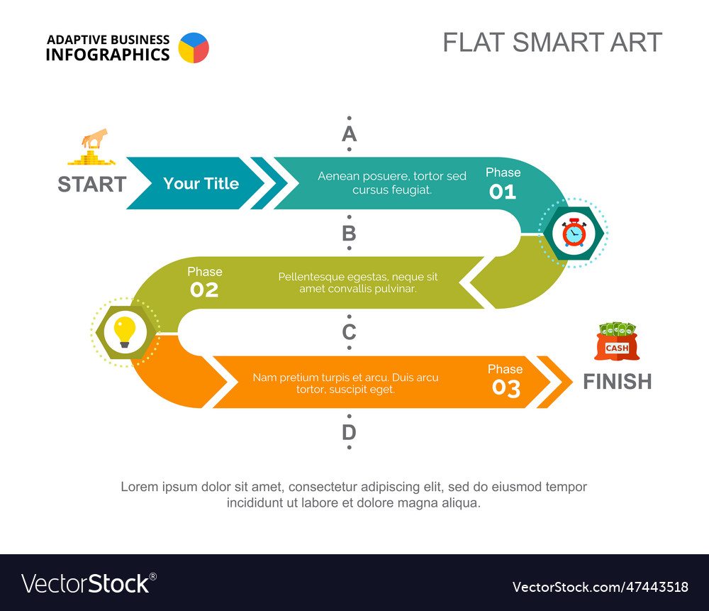 Three phases startup slide template Royalty Free Vector Three phases startup slide template Royalty Free Vector