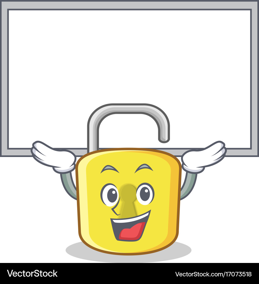 Up board yellow lock character mascot Royalty Free Vector