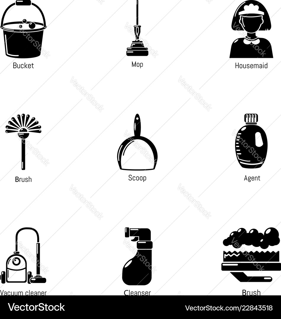 Wipe away icons set simple style Royalty Free Vector Image