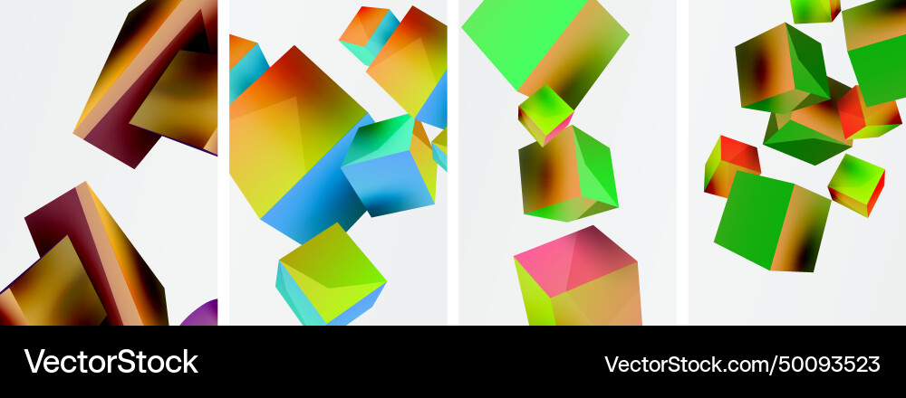 Composition of 3d cubes and other geometric Vector Image