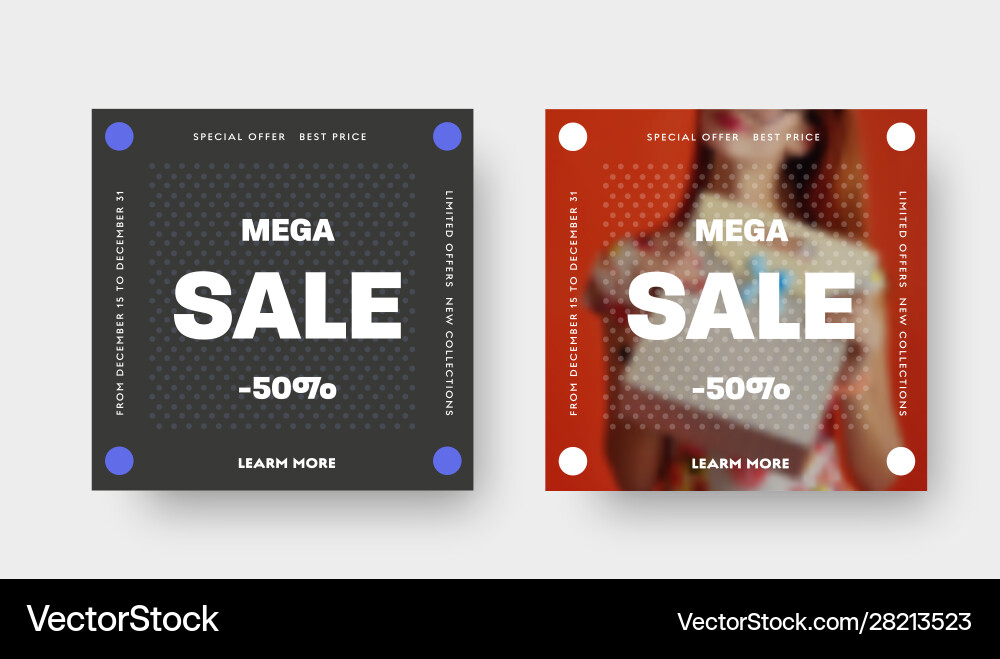 Design square web banners for mega big sale Vector Image