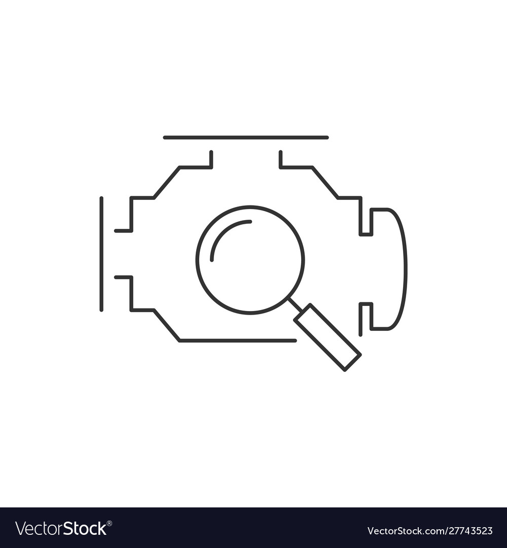 Diagnostics Engine Linear Icon On White Background