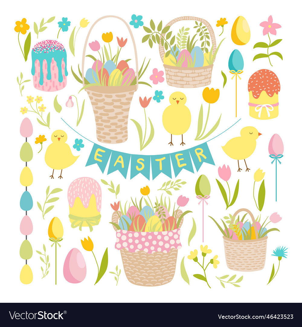 Easter clip art set Royalty Free Vector Image - VectorStock