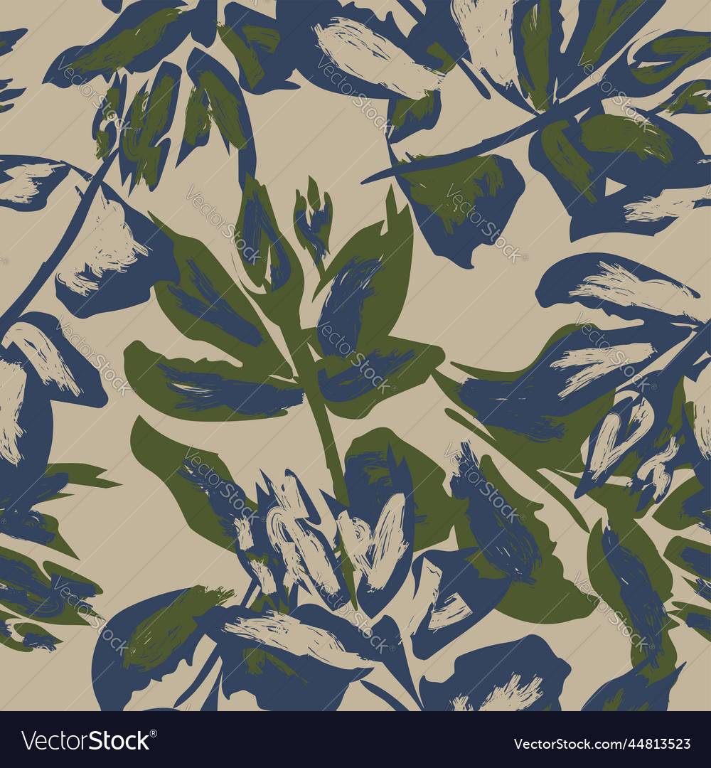 Floral brush strokes seamless pattern design Vector Image