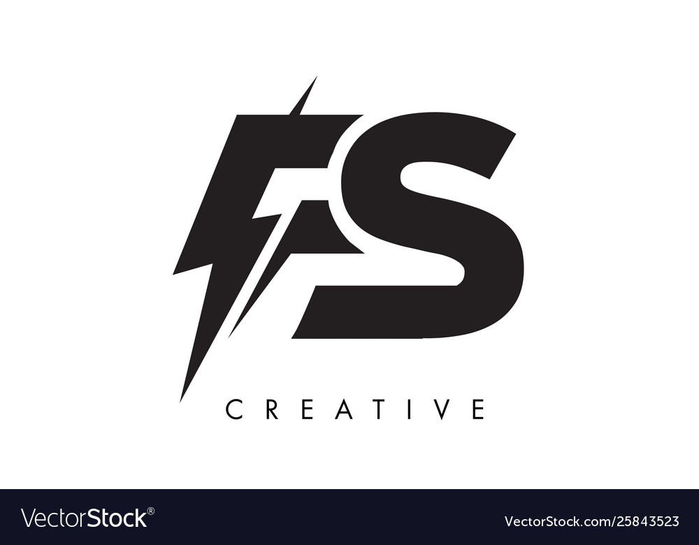 Fs letter logo design with lighting thunder bolt Vector Image