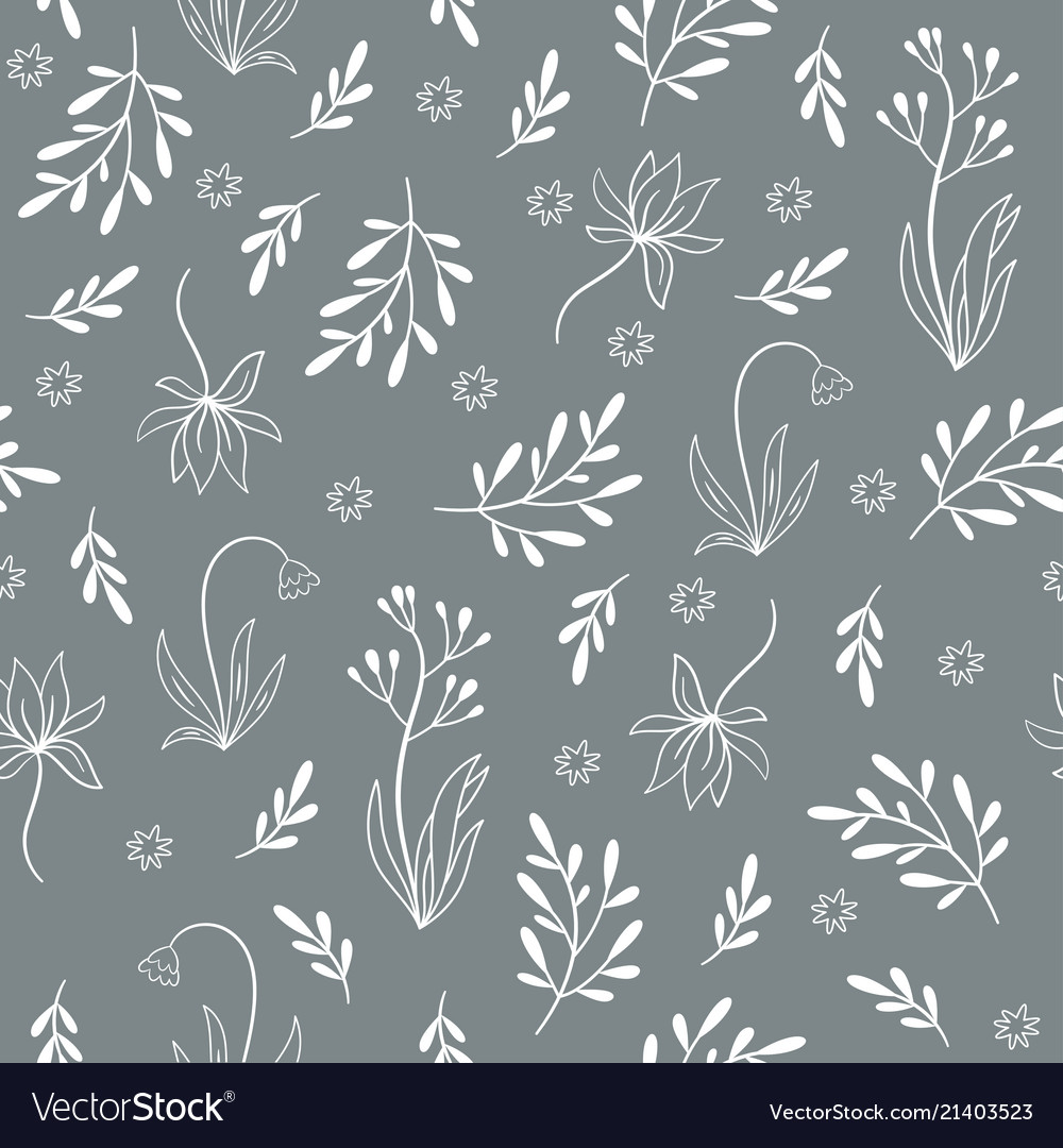 Gray floral seamless pattern Royalty Free Vector Image