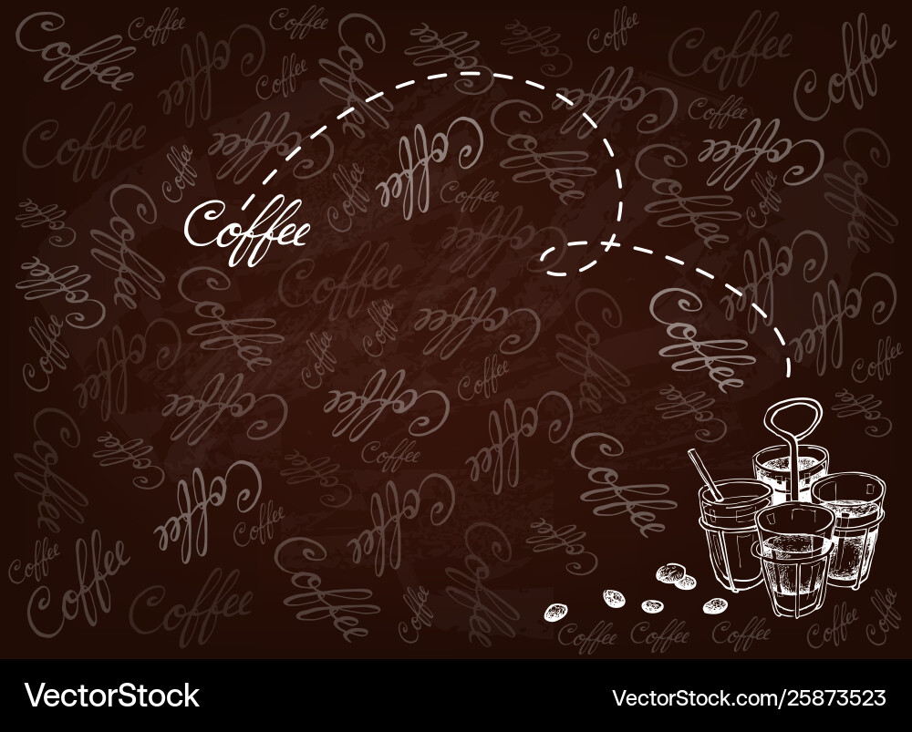 Hand drawn background chinese coffee and tea Vector Image