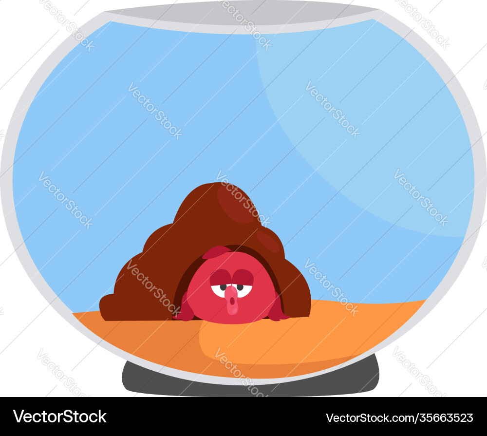 Lonely little fish on white background Royalty Free Vector