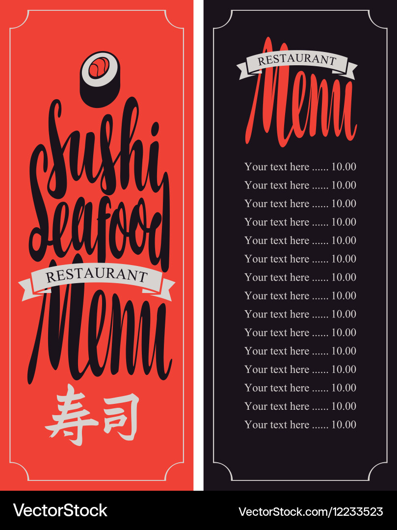Menu with price list for sushi Royalty Free Vector Image