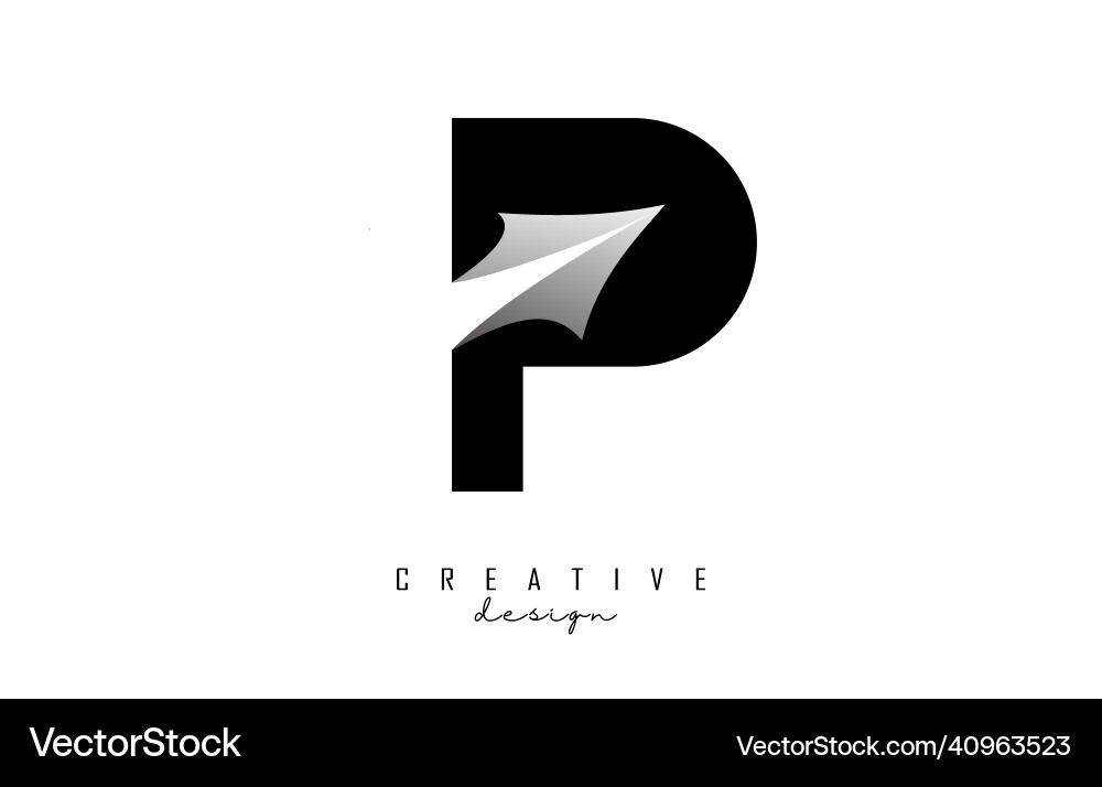 Paper cut letter p with creative cut letter Vector Image