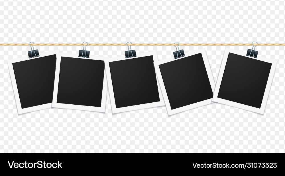 Realistic detailed 3d photo frame set Royalty Free Vector