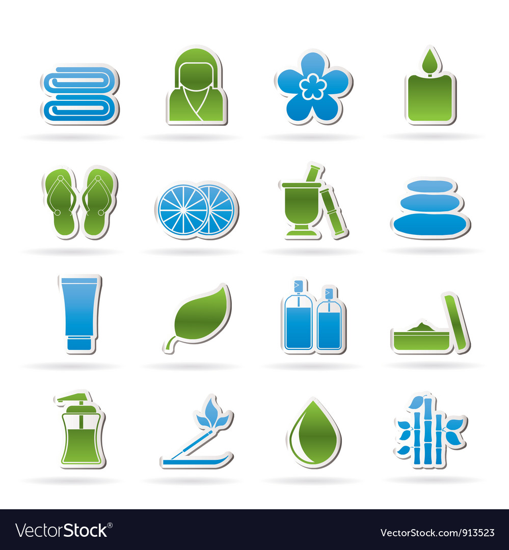 Spa objects icons Royalty Free Vector Image - VectorStock