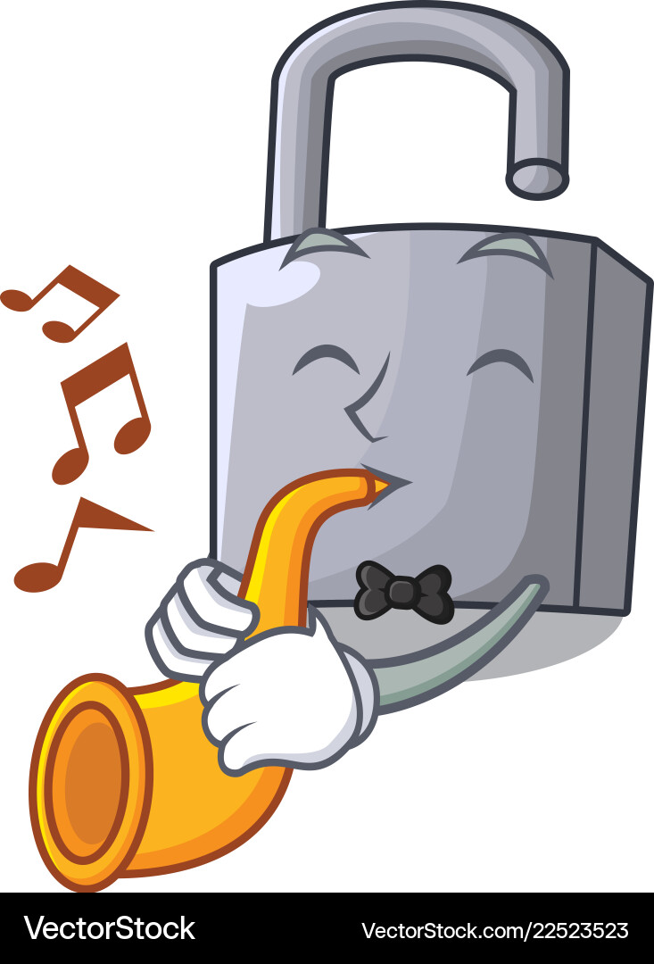 Surprised unlocking padlock on the cartoon gate Vector Image