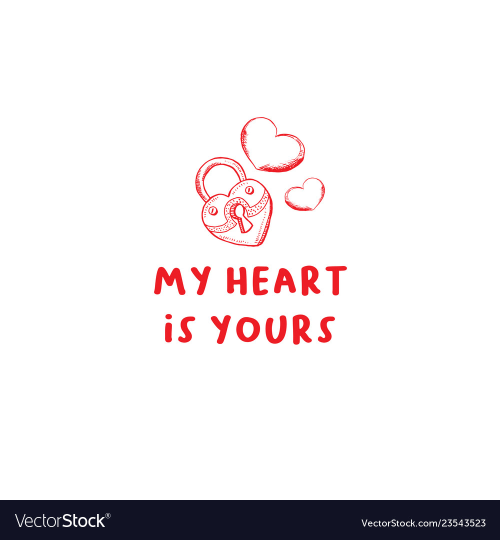 Valentines day lock hearts greeting card or poster