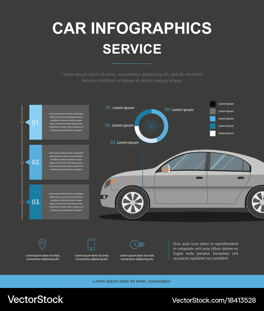 Business infographic with car Royalty Free Vector Image