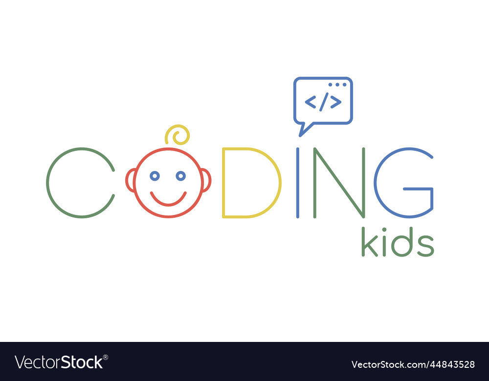 Children coding school branding idea Royalty Free Vector